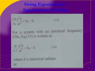 Swing equation and its solutions power angle relationship and its curve ...