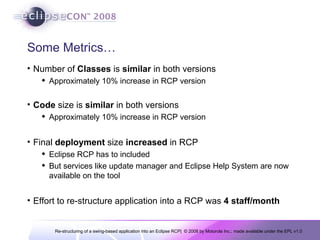 Re-structuring of a swing-based application into an Eclipse RCP | PPT