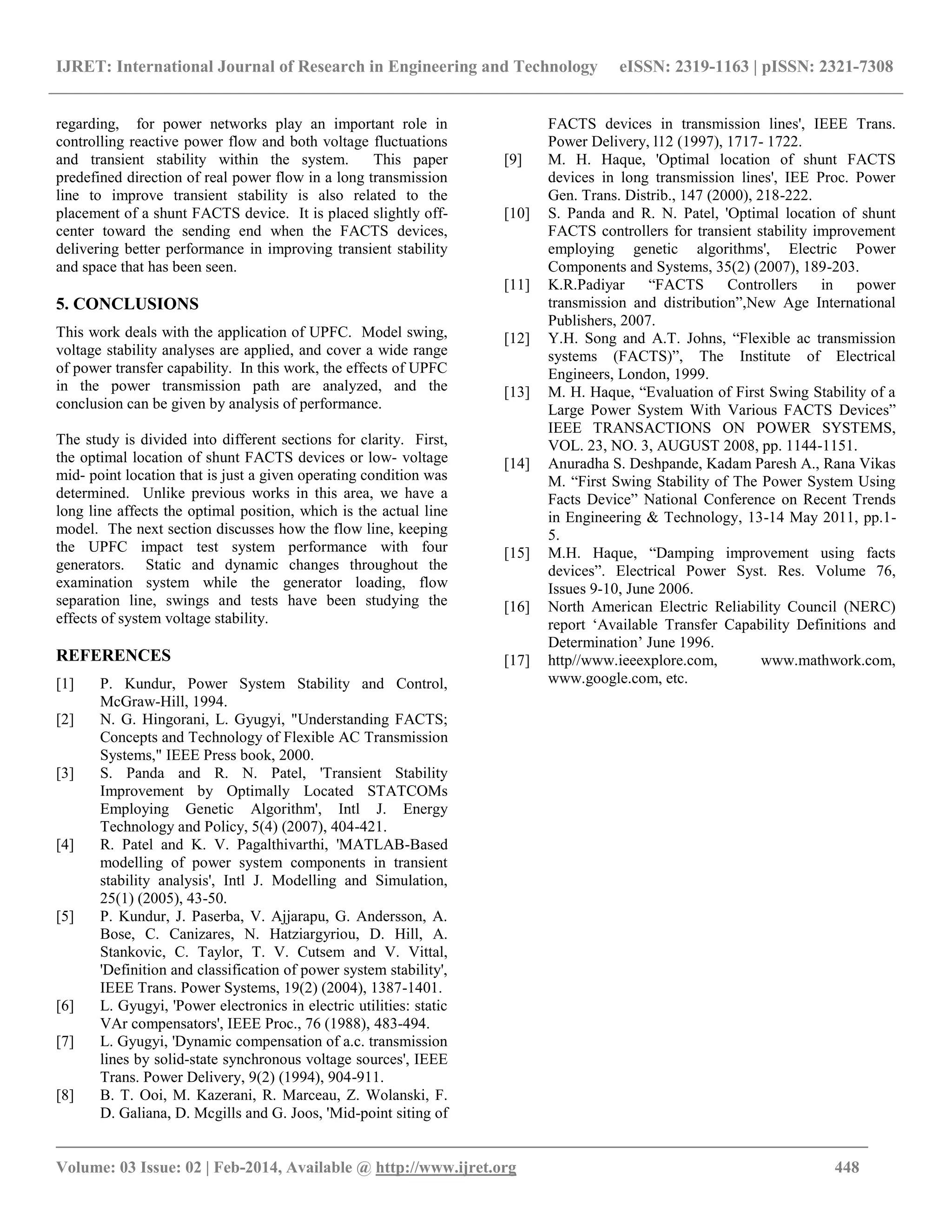 Swing, voltage stability and power transfer capability in transmission system with upfc | PDF ...