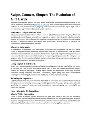 Swipe, Connect, Simper: The Evolution of Gift Cards | PDF