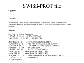 Characteristic features of swiss-prot-Protein database ot | PPT