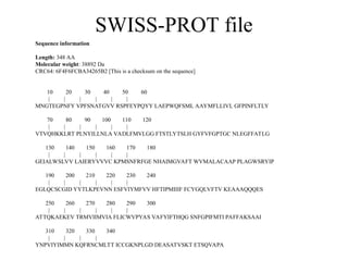 Characteristic features of swiss-prot-Protein database ot | PPT