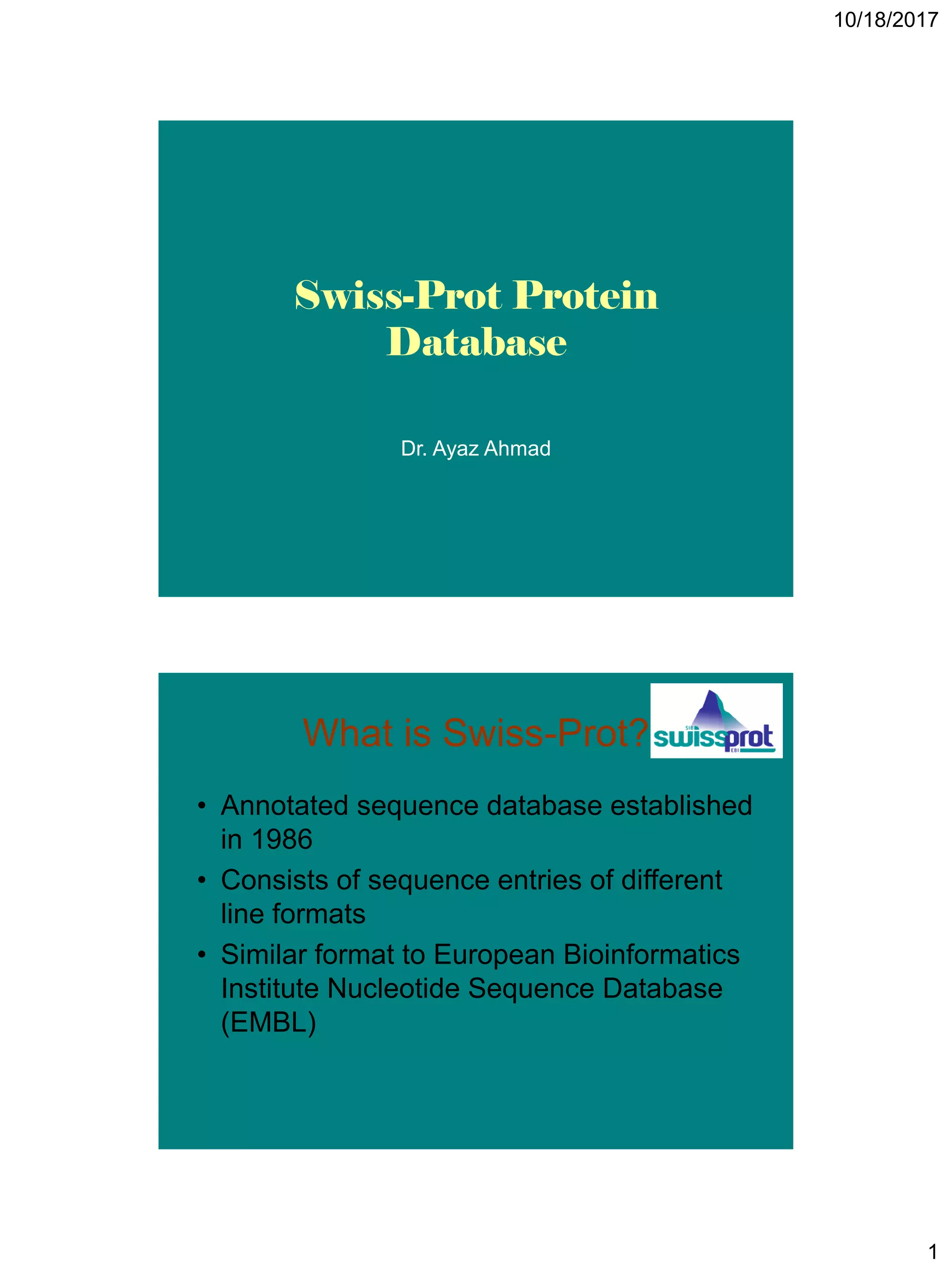 Swiss prot protein database | PDF