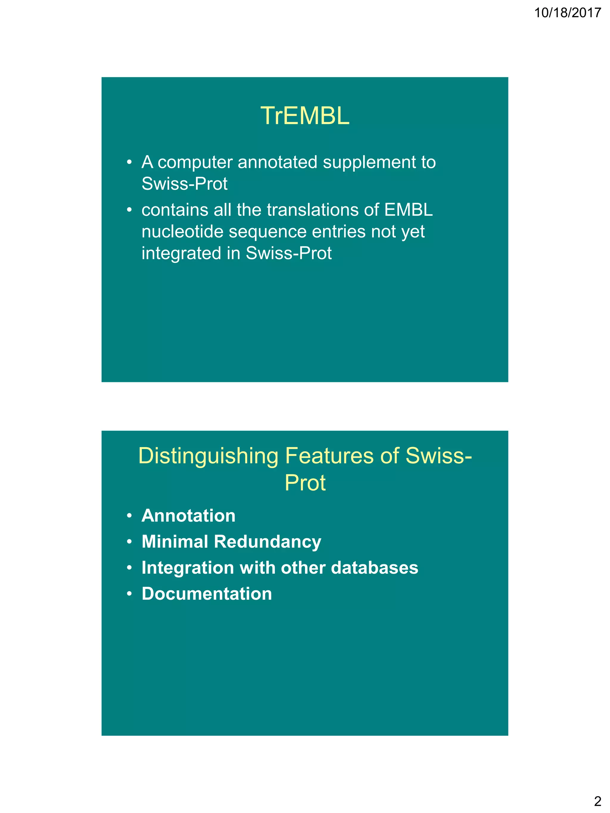 Swiss prot protein database | PDF
