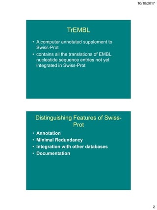 Swiss prot protein database | PDF
