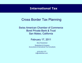 Cross Border Tax Planning | PPT