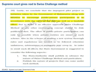 Swiss Challenge Policy | PPTX | Developmental Sites | Real Estate