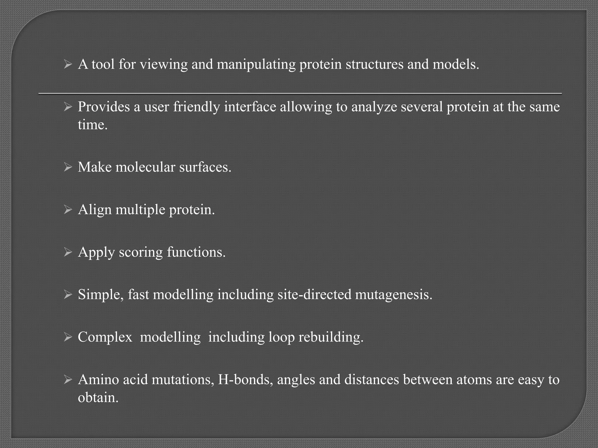 Swiss pdb viewer | PPTX | Chemistry | Science