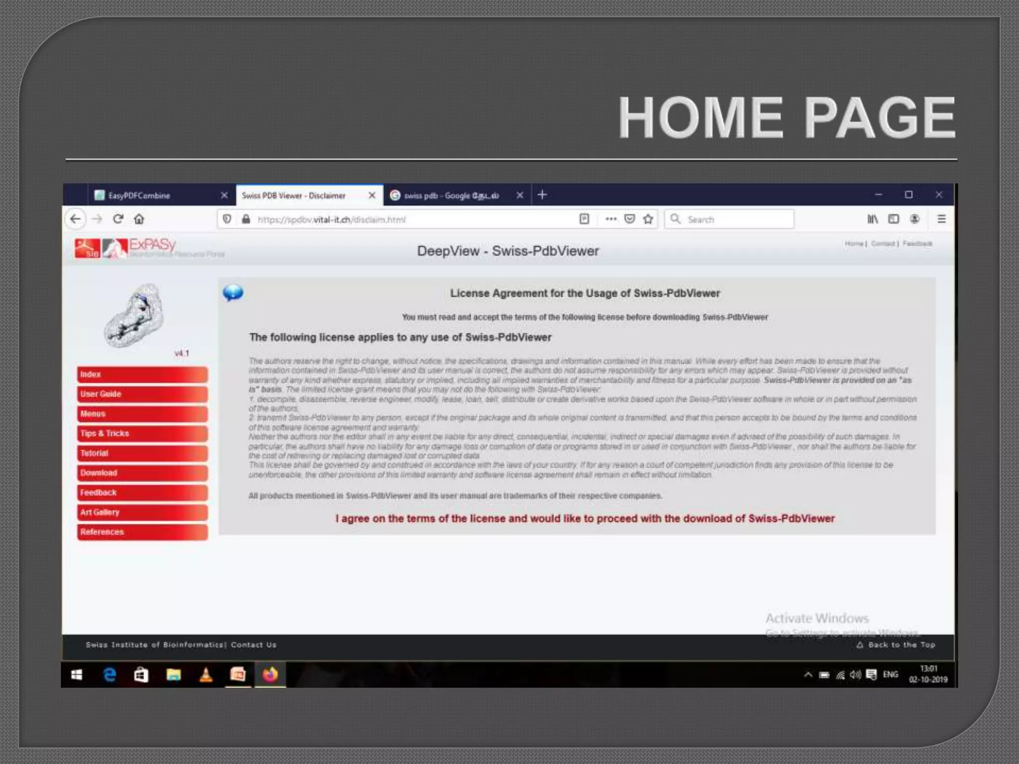 Swiss pdb viewer | PPTX | Chemistry | Science