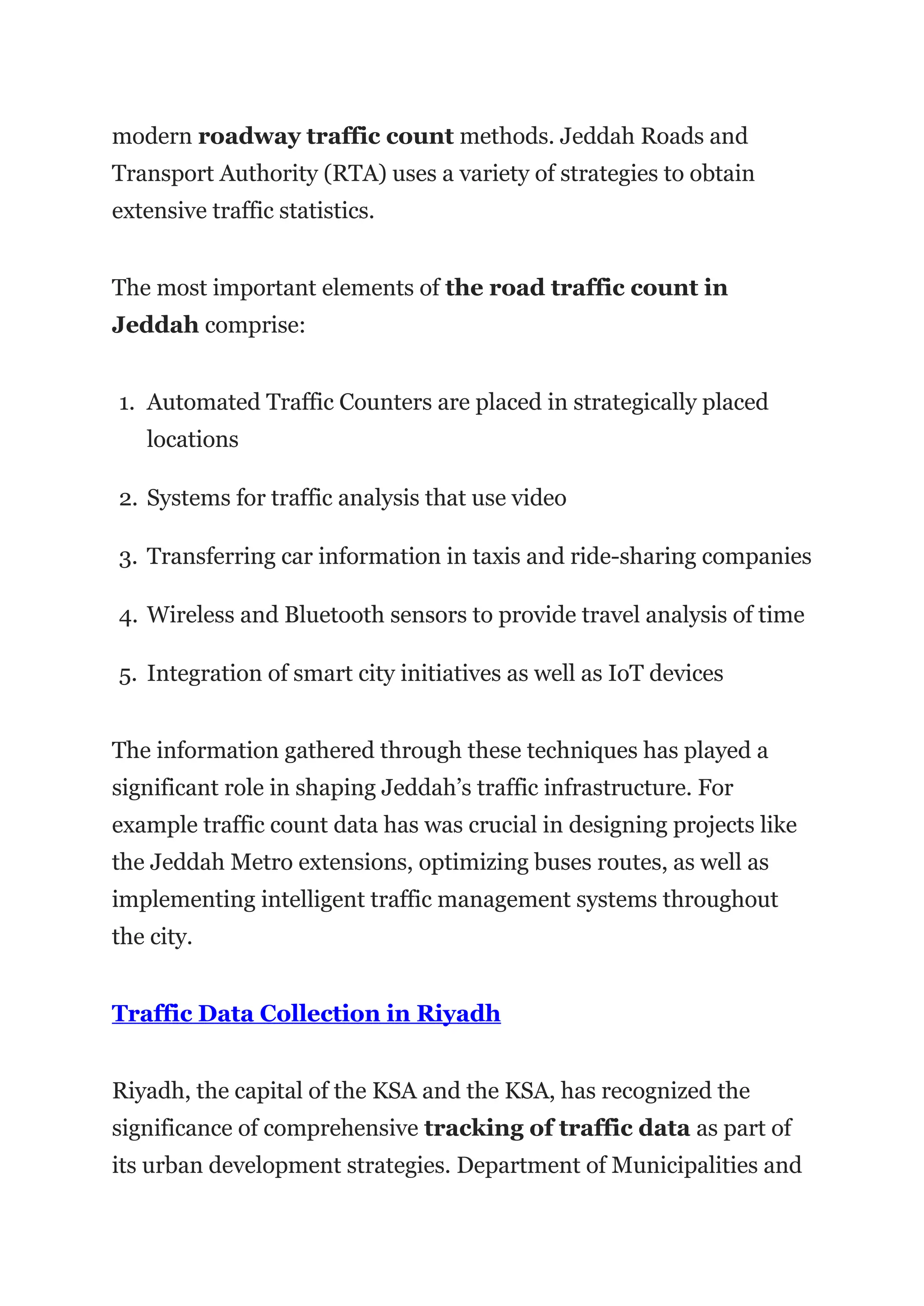 The Crucial Role of Traffic Counting Surveys in KSA Urban Planning | PDF | Free Download