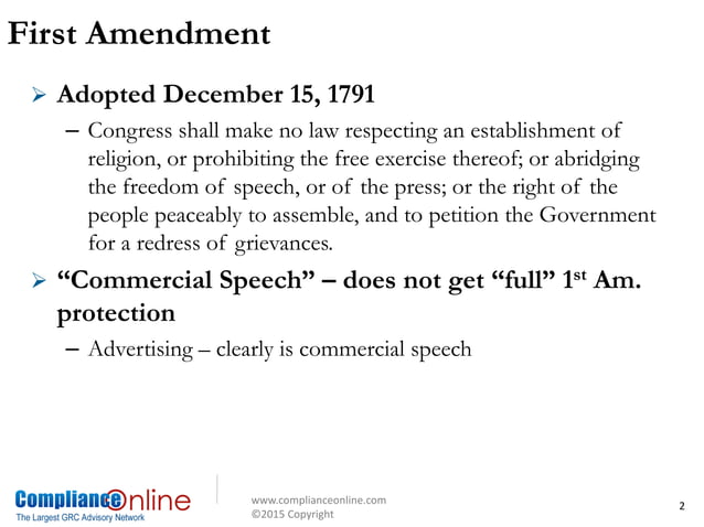 FDA Regulation of Promotion & Advertising Part 6B: First Amendment, Off ...