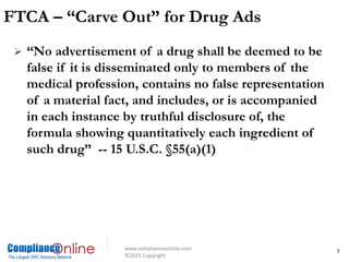 FDA Regulation of Promotion & Advertising Part 7: FTC Regulation | PDF