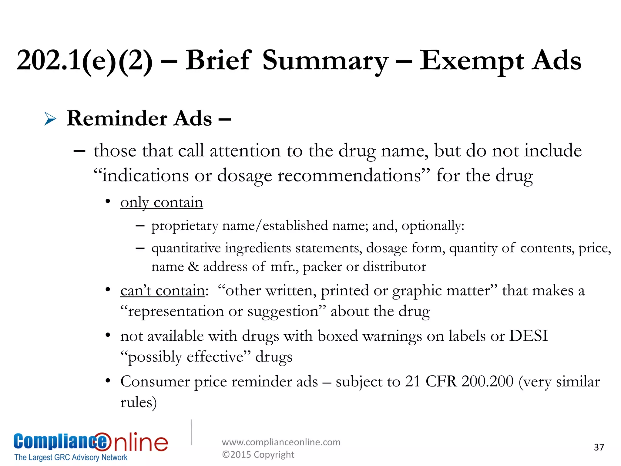 FDA Regulation of Promotion & Advertising -- Part 1: The Basics | PPT