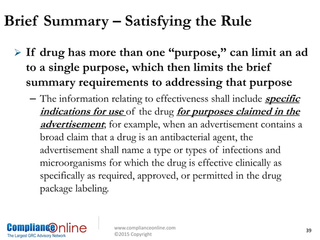 FDA Regulation of Promotion & Advertising -- Part 1: The Basics | PPT