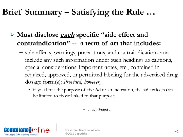 FDA Regulation of Promotion & Advertising -- Part 1: The Basics | PPT