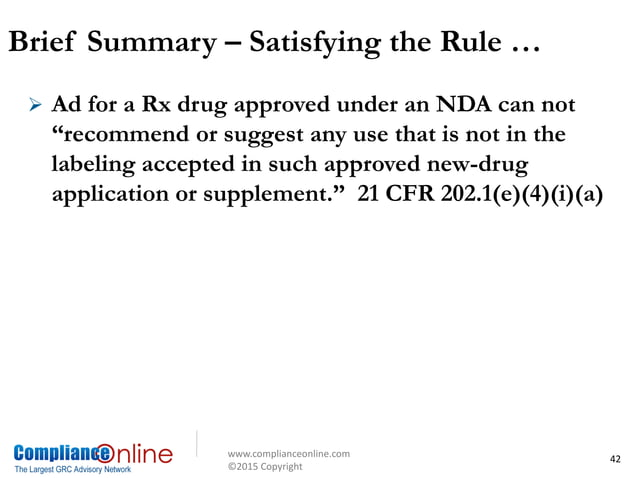 FDA Regulation of Promotion & Advertising -- Part 1: The Basics | PPT