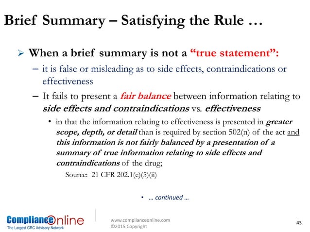 FDA Regulation of Promotion & Advertising -- Part 1: The Basics | PPT