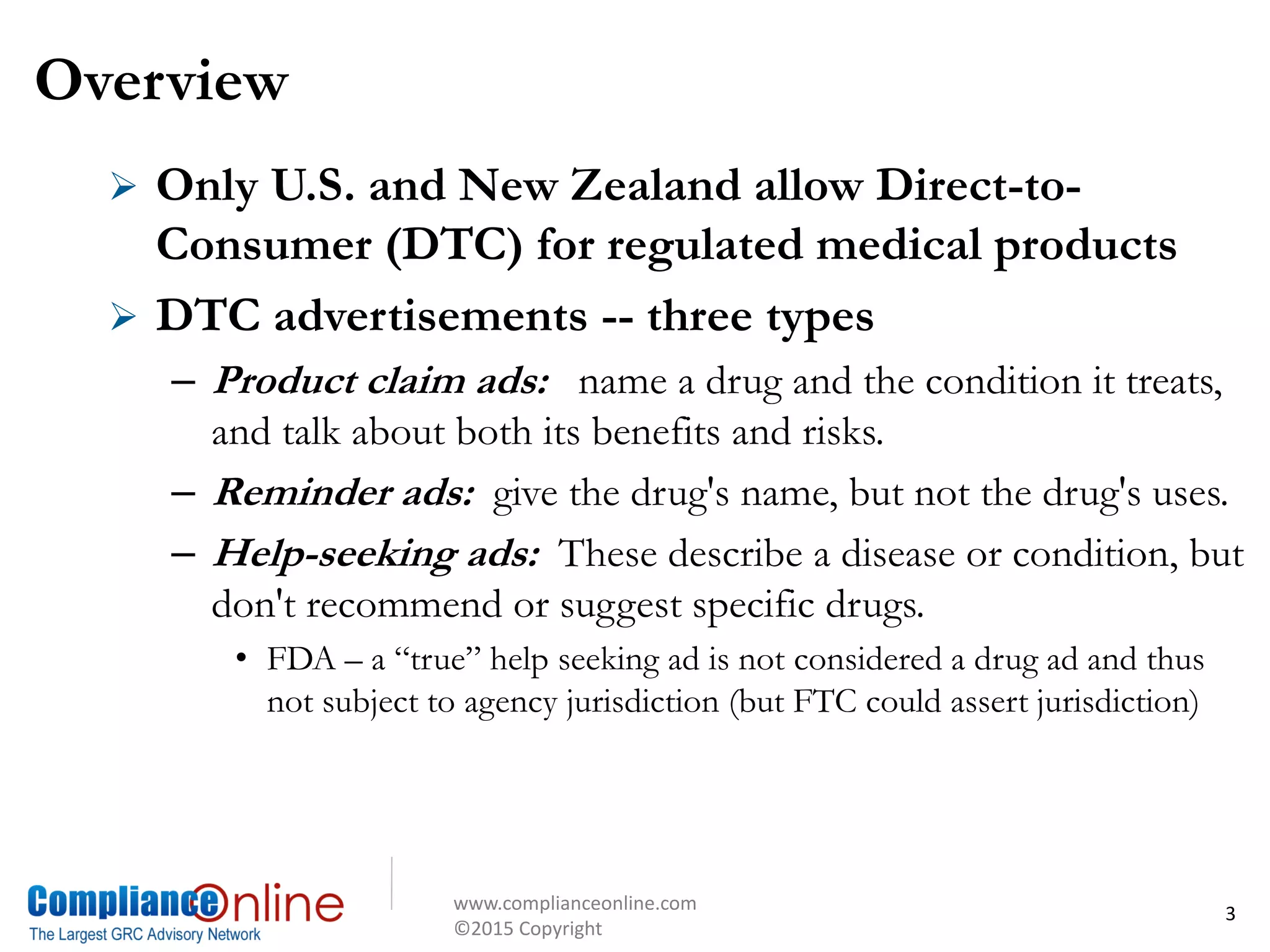 FDA Regulation of Promotion & Advertising --Part 2: Direct-to-Consumer ...