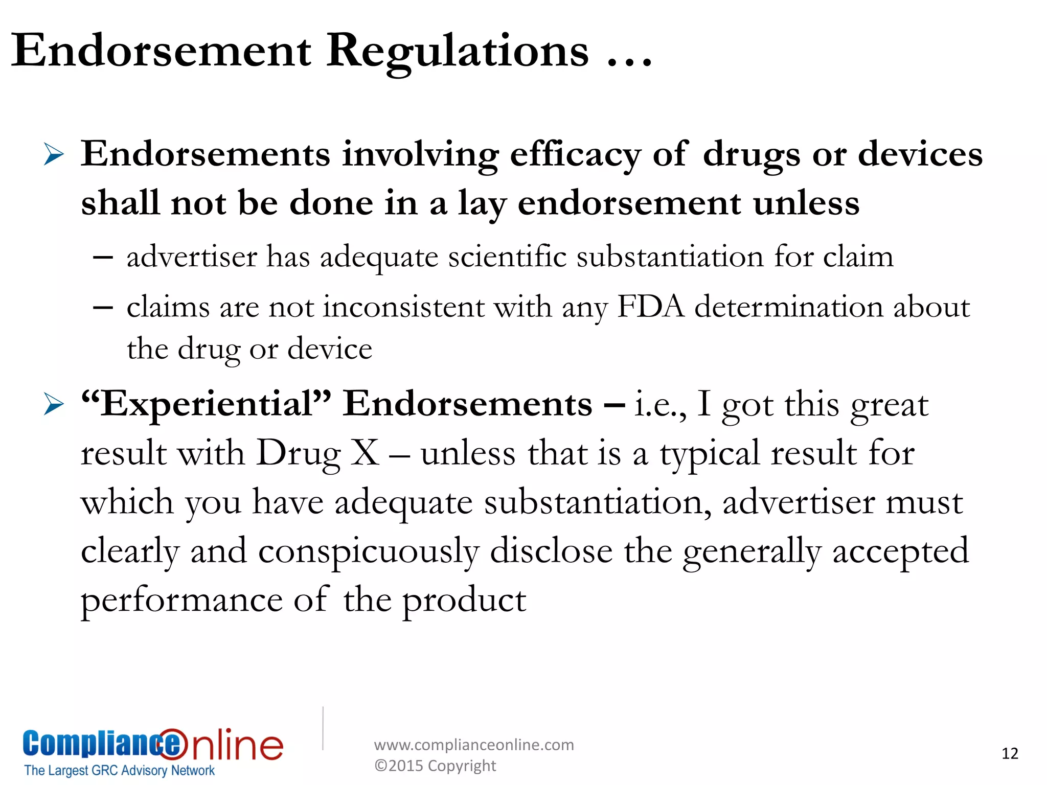 FDA Regulation of Promotion & Advertising -- Part 7: FTC Regulation | PDF