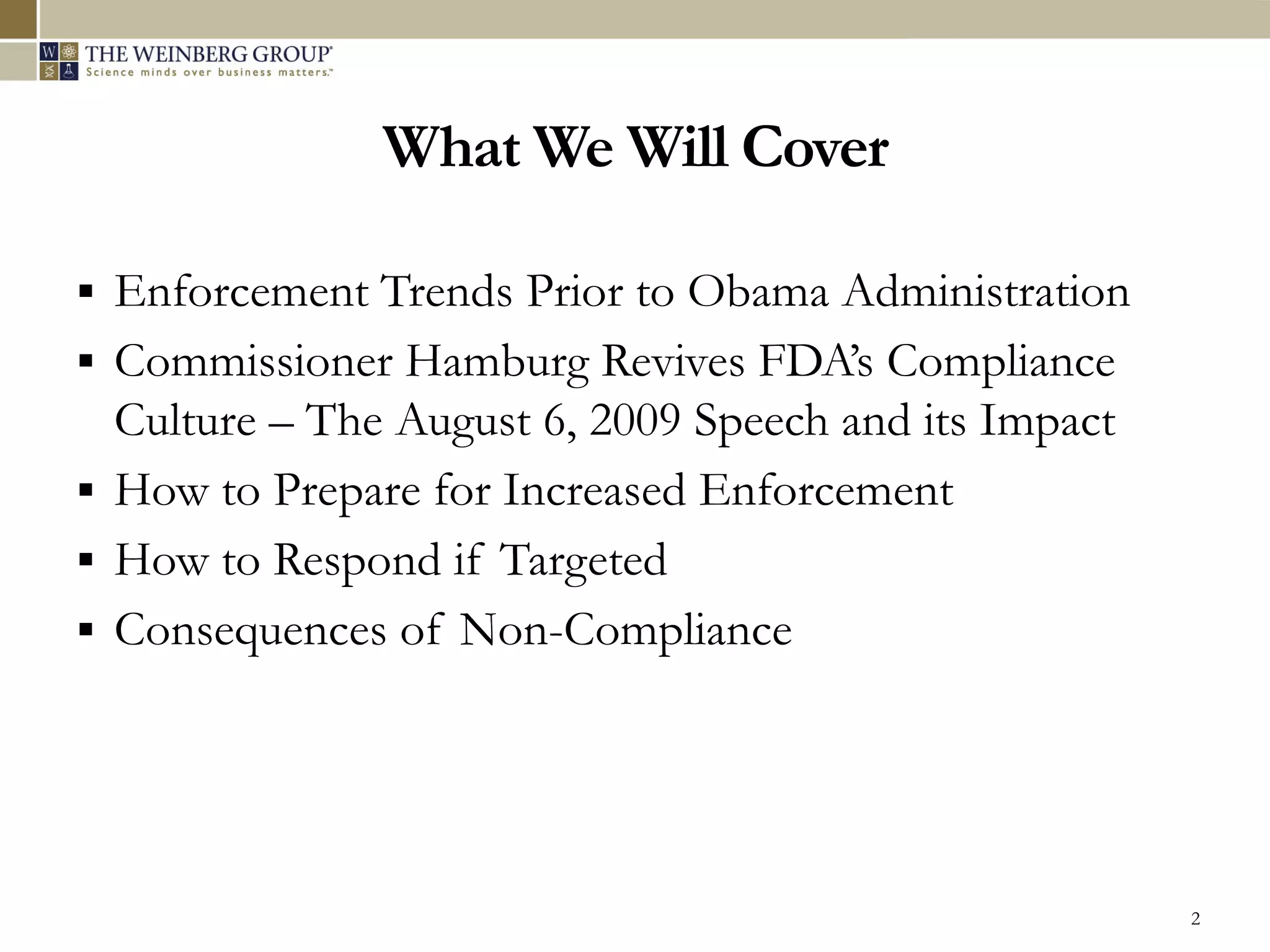 FDA Enforcement -- the Perils of Inadequate Compliance | PPT