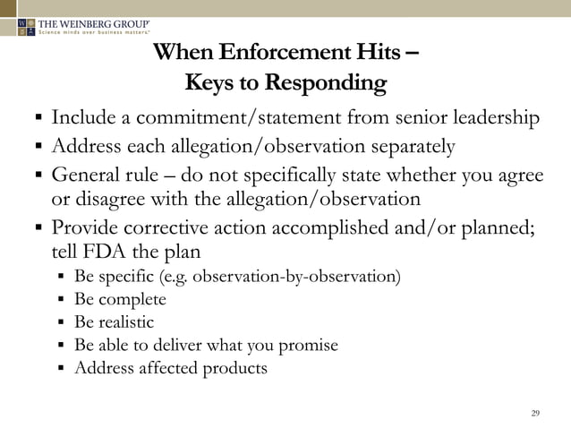 FDA Enforcement -- the Perils of Inadequate Compliance | PPT