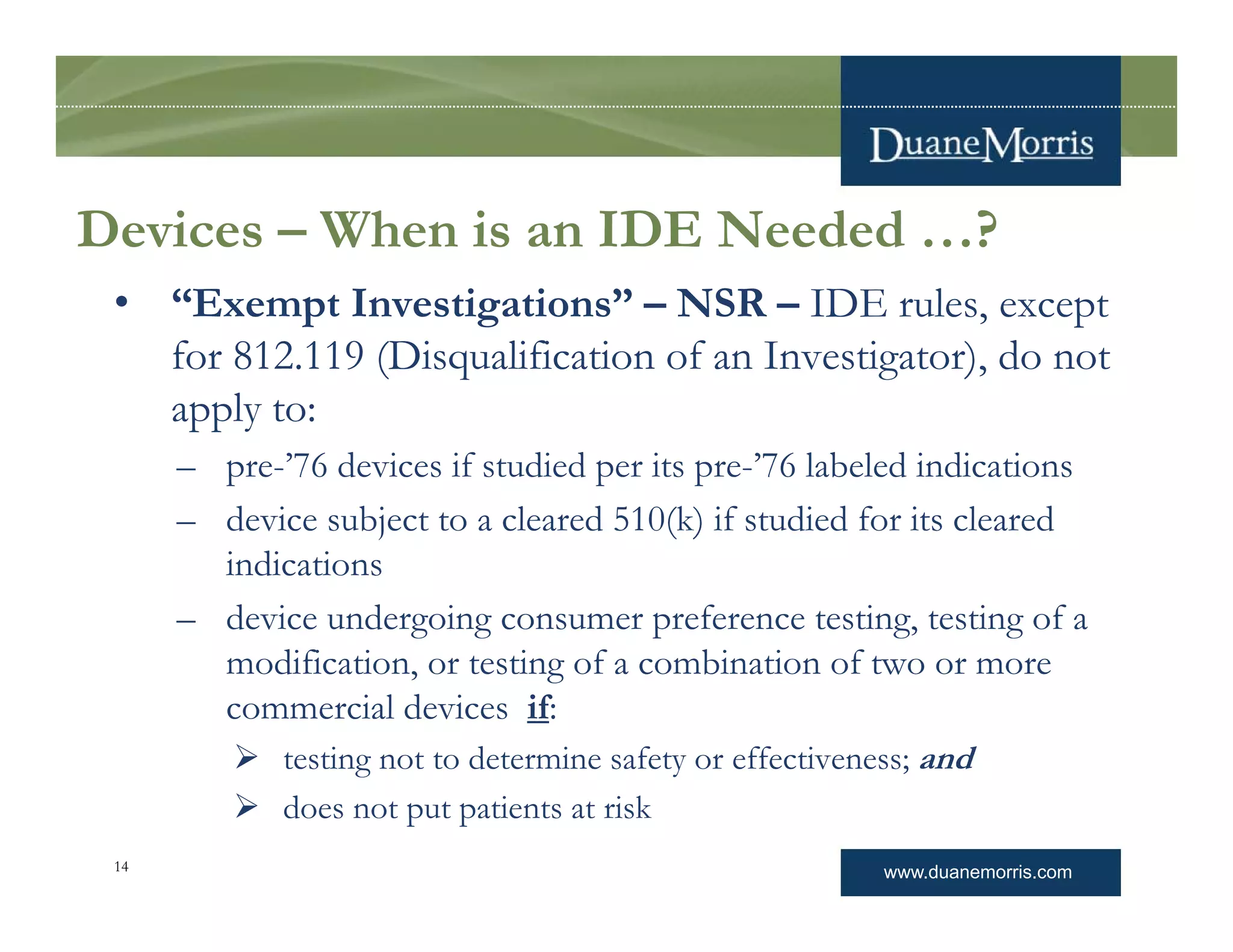 Clinical Studies -- Overview of FDA Regulation | PDF