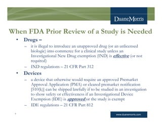 Clinical Studies -- Overview of FDA Regulation | PDF