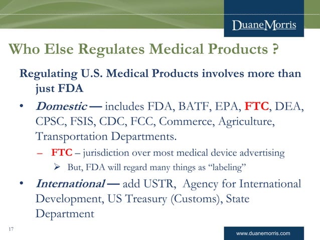 Overview of FDA Regulation of Medical Devices