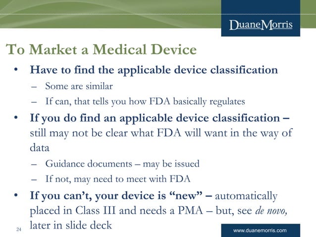 Overview of FDA Regulation of Medical Devices