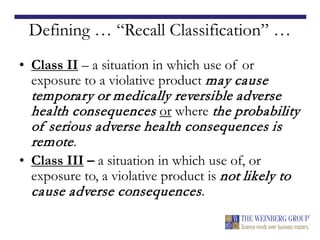 Recalls: The First Smoke of A Mass Tort -- Overview of a Recall of an ...
