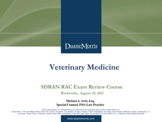 FDA Regulation of Veterinary Medicine | PPT