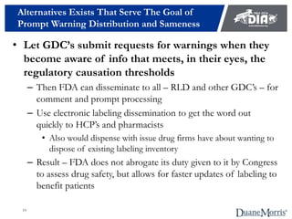 Generic Drug Labeling Proposed Rule: The Generic Drug Industry ...