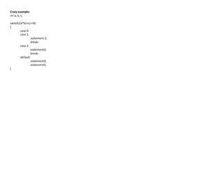 bnf of c switch statement | PPT