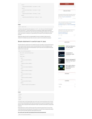 Switch Case Statement In Java With Example | PDF