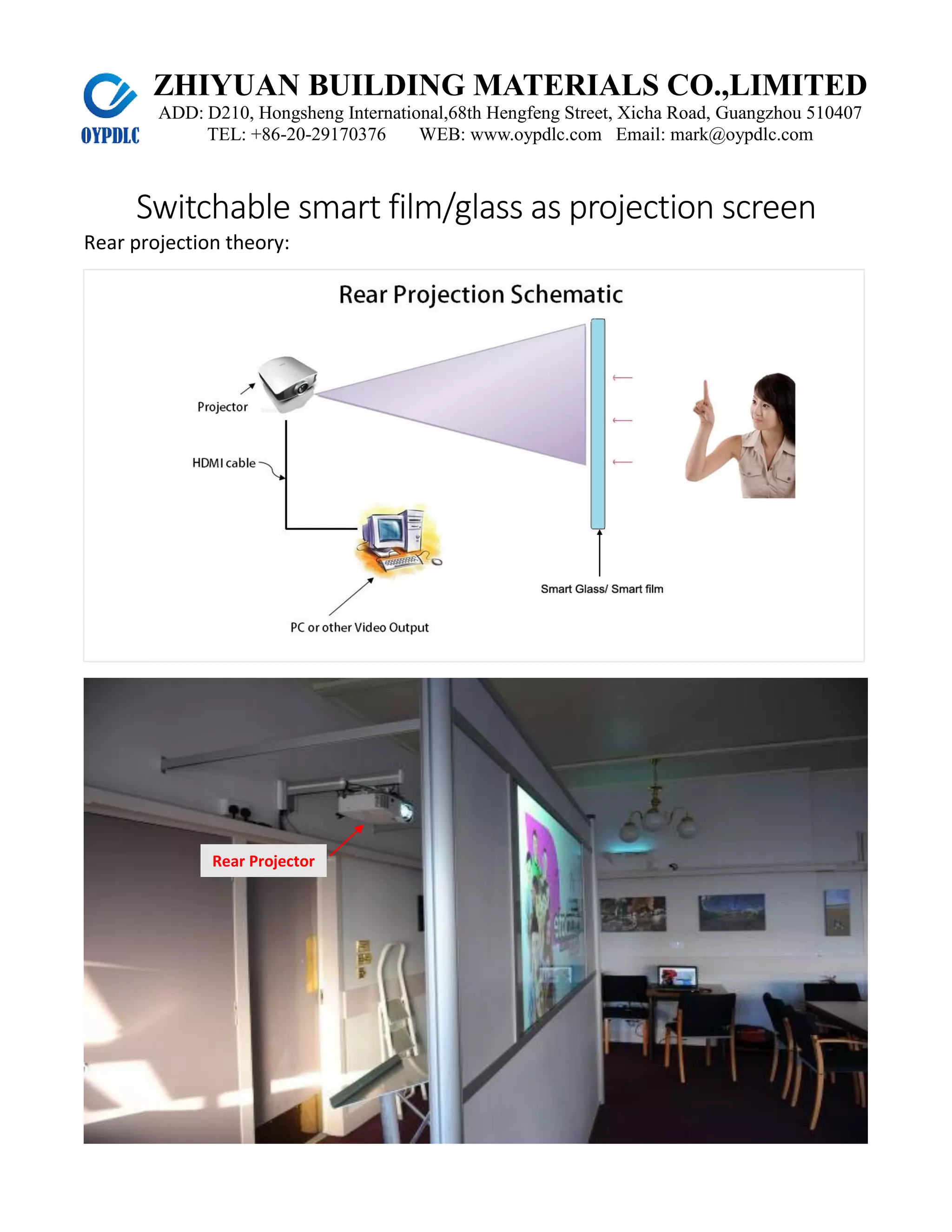 Switchable smart film glass as projection screen | PDF
