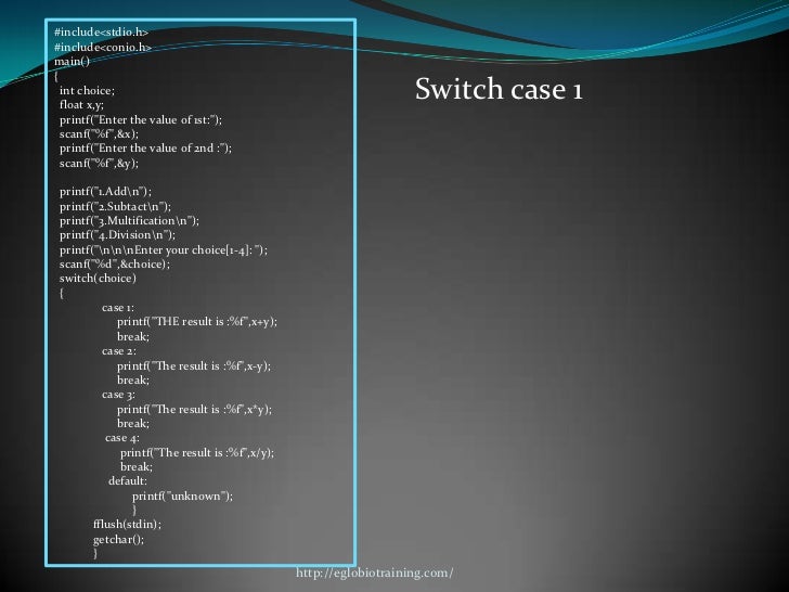 Switch Case And Looping 