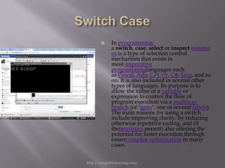 Switch case and looping statements | PPTX | Programming Languages ...