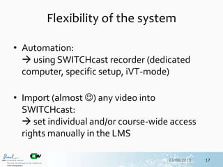 Automated video recording workflow based on SWITCHcast | PPT