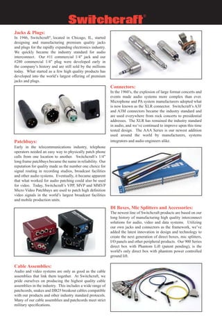 Switchcraft ProAudio Catalog | PDF