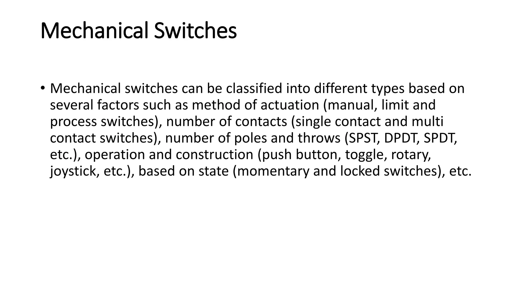 Types of Switches and Its Working | PPTX