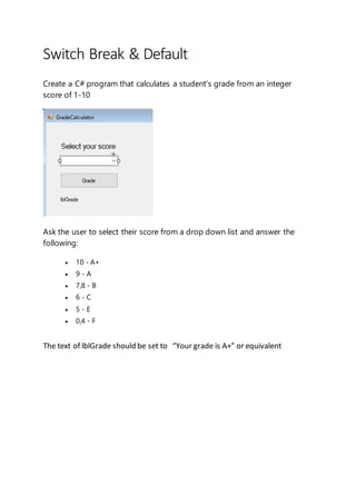 Switch exercise grades | DOCX