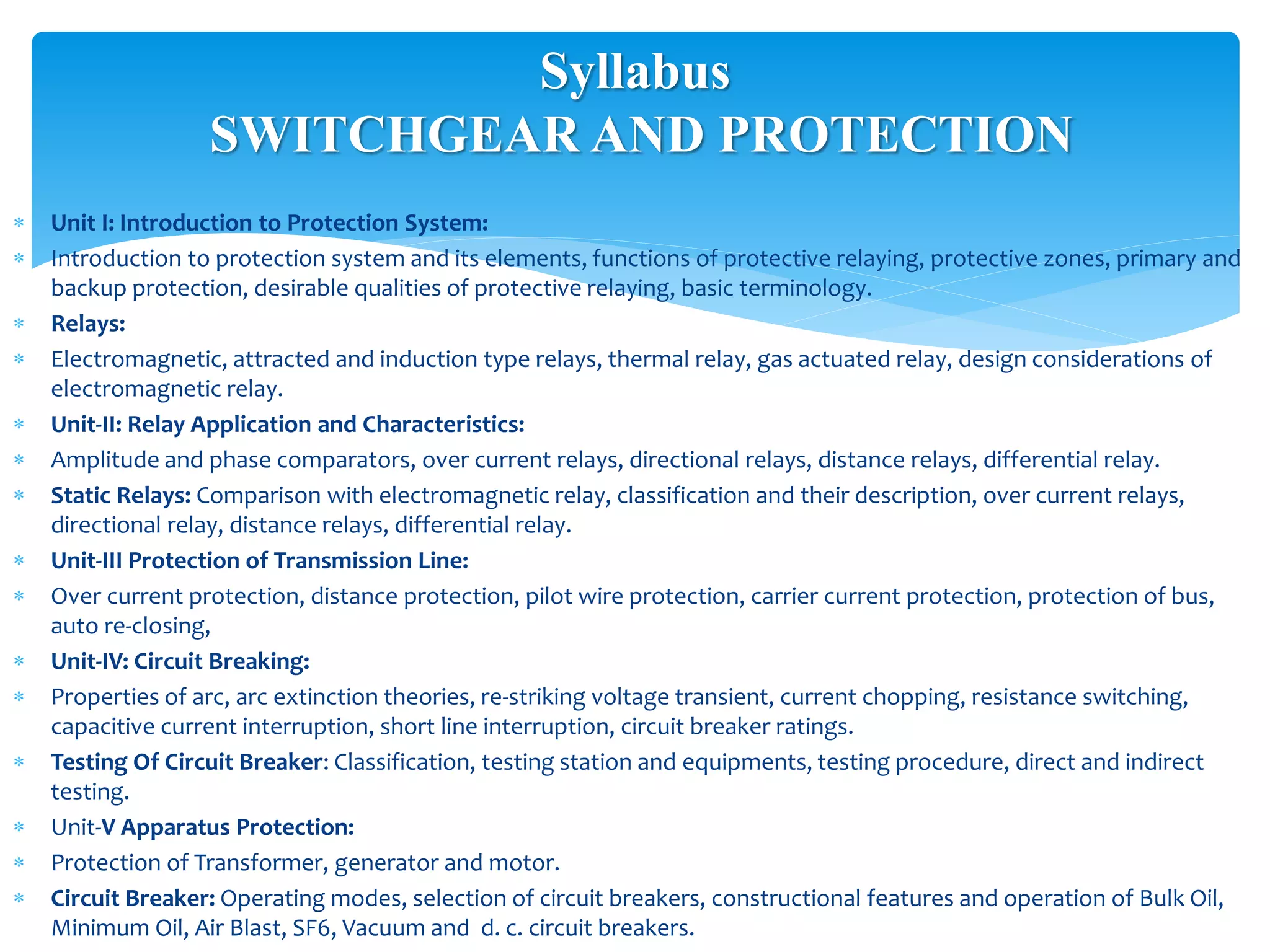 Switchgear and protection 1 | PPTX