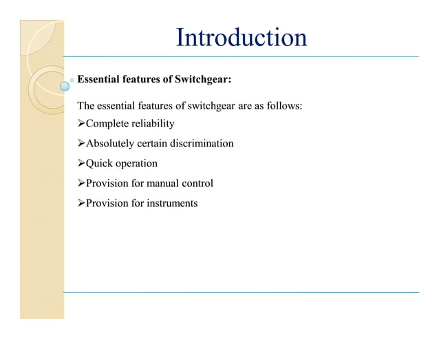 Switchgear And Protection Introduction Pdf