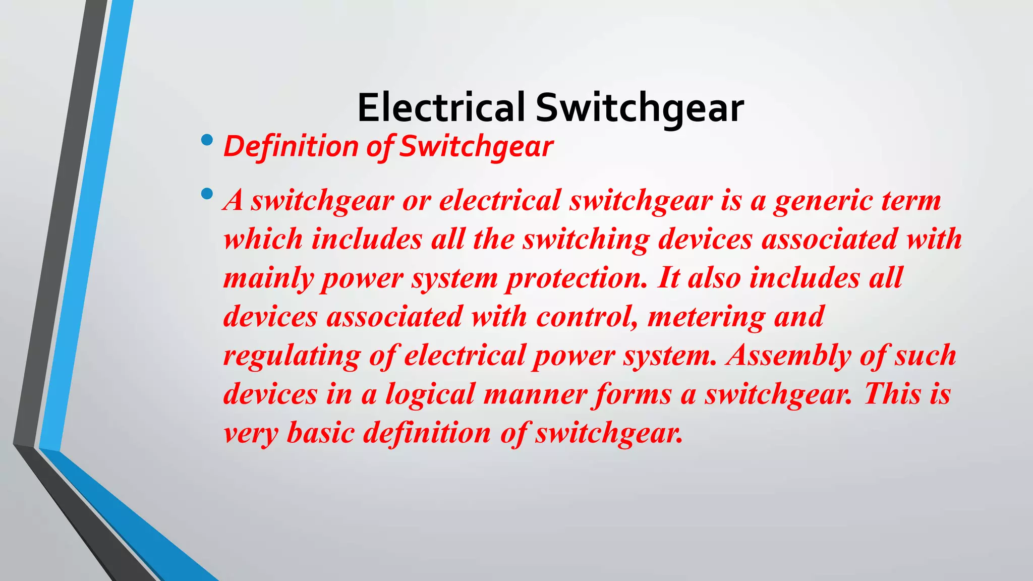 Switchgear and protection lecture 1 | PPTX