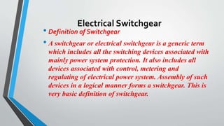 Switchgear and protection lecture 1 | PPTX