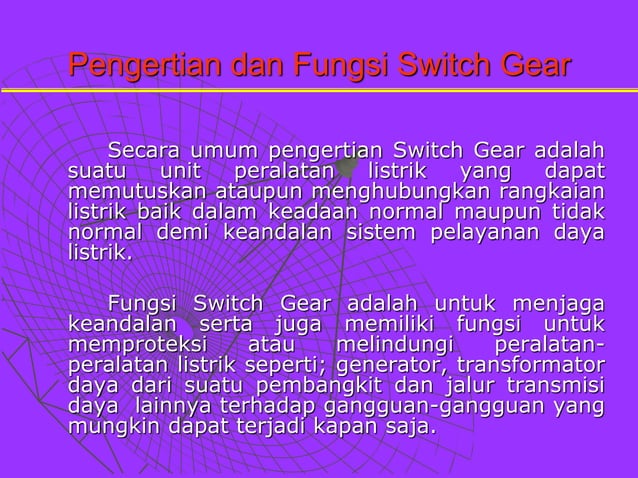 SWITCH GEAR PADA SISTEM TENAGA LISTRIK | PPTX