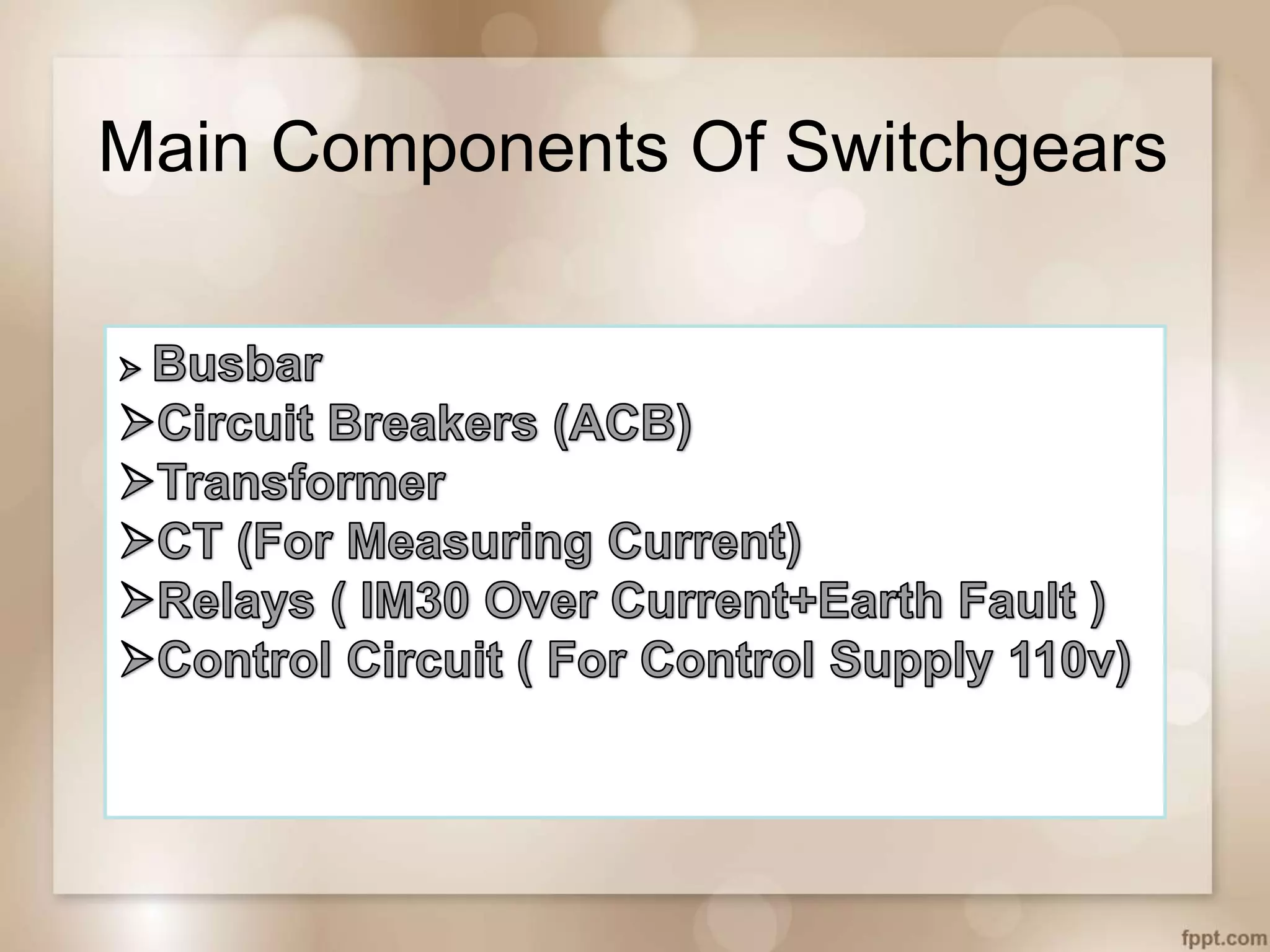 Switchgear presentation | PPTX