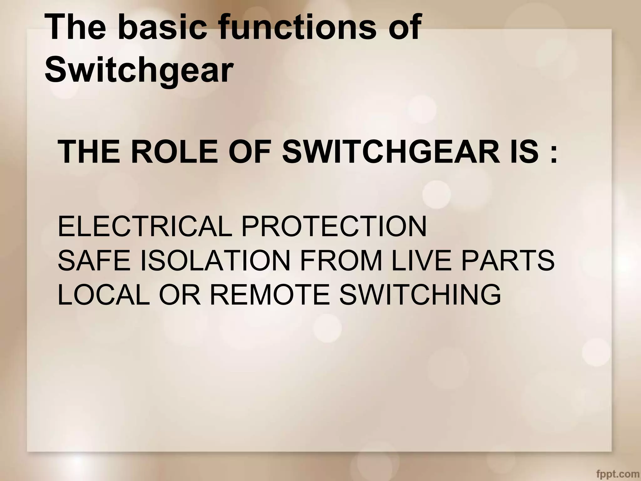 Switchgear presentation | PPTX