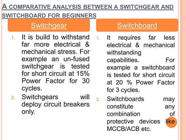Switchgear & Switchboard- A comparative analysis | PPT