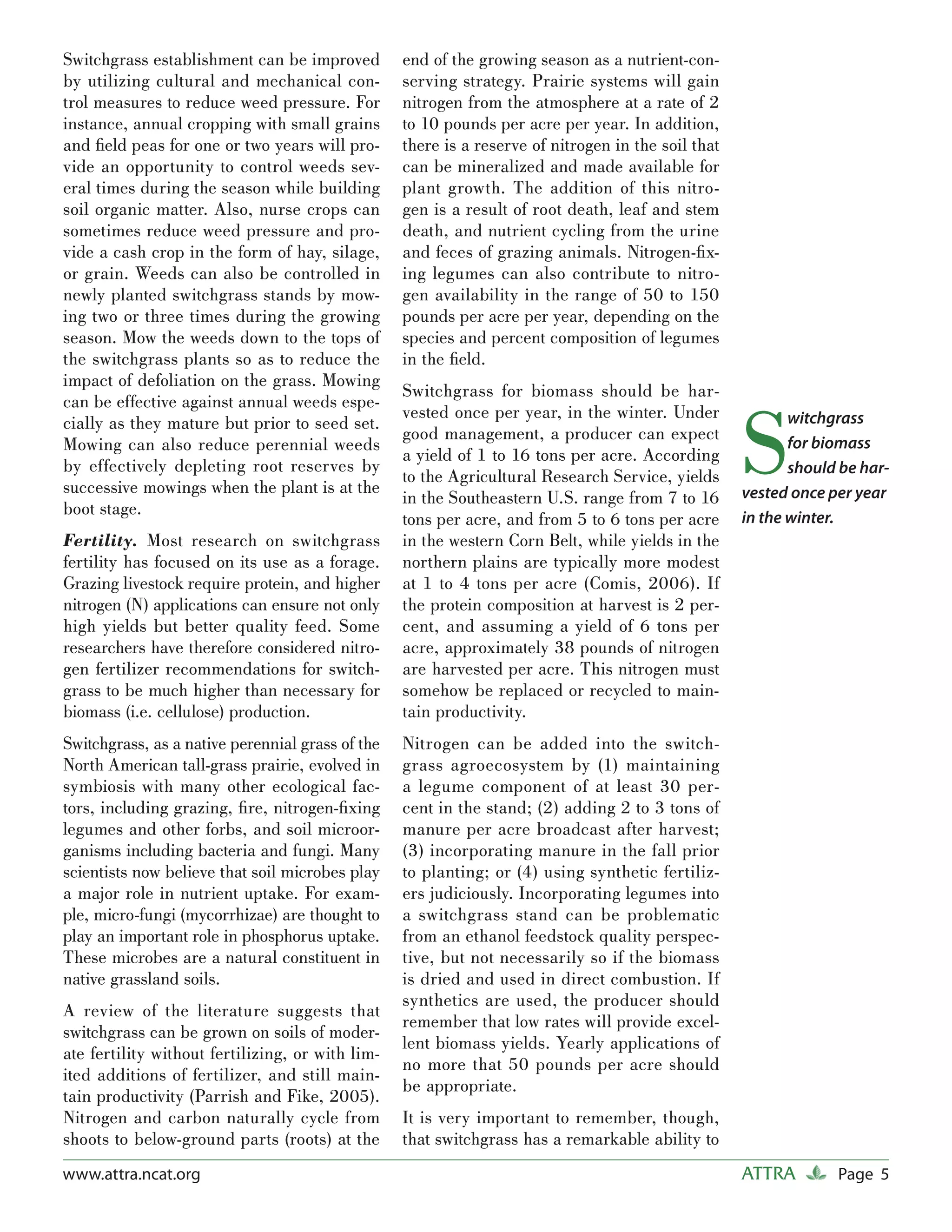 Switchgrass as a Bioenergy Crop | PDF